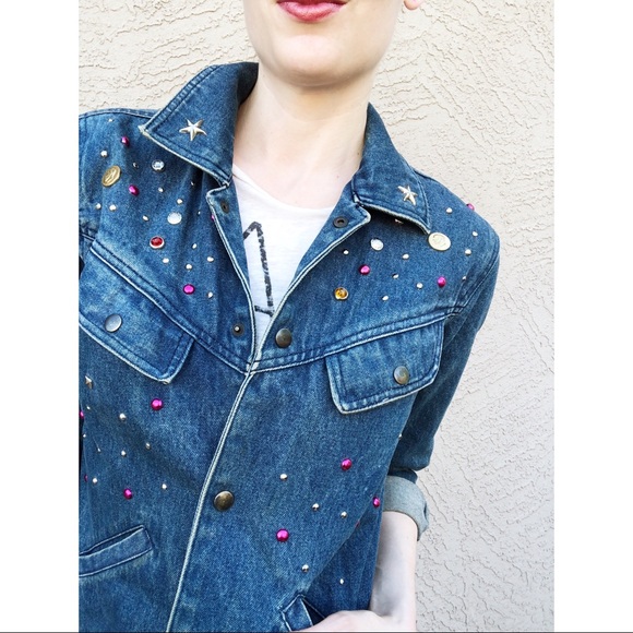 Vintage | Jackets & Coats | Vintage 8s 90s Bedazzled Denim Jean Jacket ...